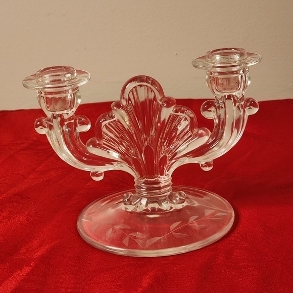 Accents | Vintage Clear Glass Double Candle Candelabra | Poshmark